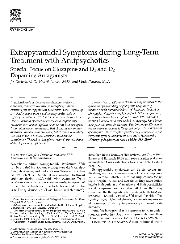 (PDF) Extrapyramidal Symptoms during Long-Term Treatment with ...