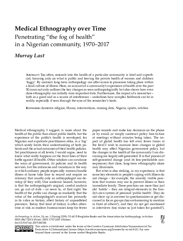 (PDF) Medical Ethnography over Time