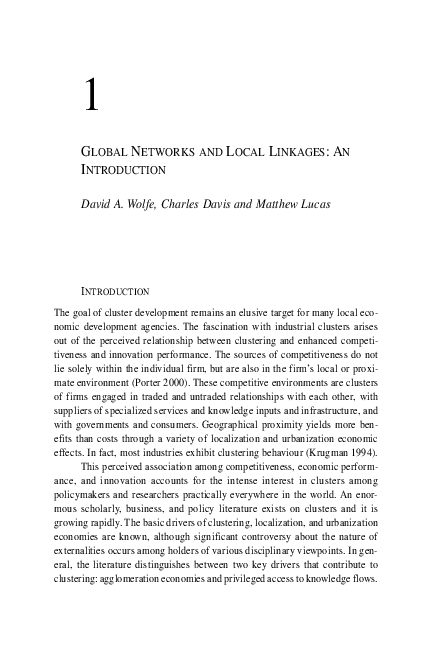 (PDF) 1 Global Networks and Local Linkages: An