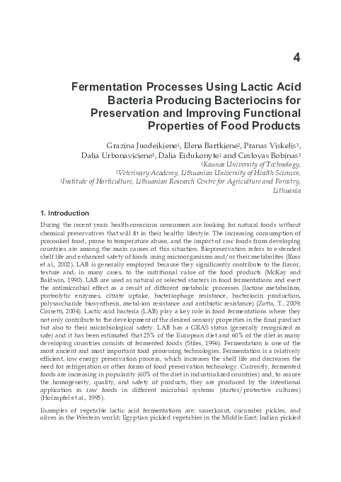 (PDF) Fermentation Processes Using Lactic Acid Bacteria Producing Bacteriocins for Preservation ...