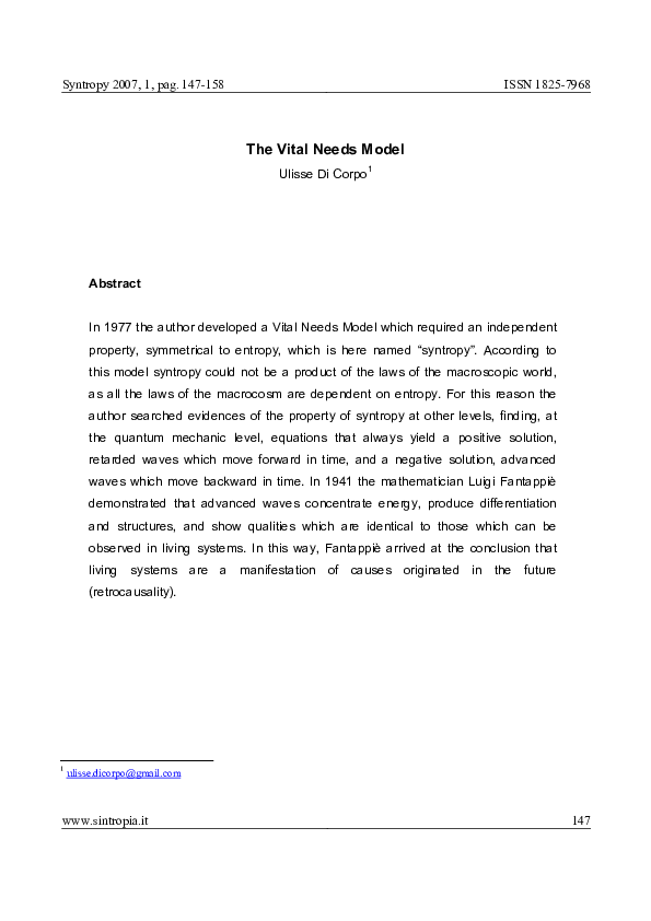(PDF) The Vital Needs Model
