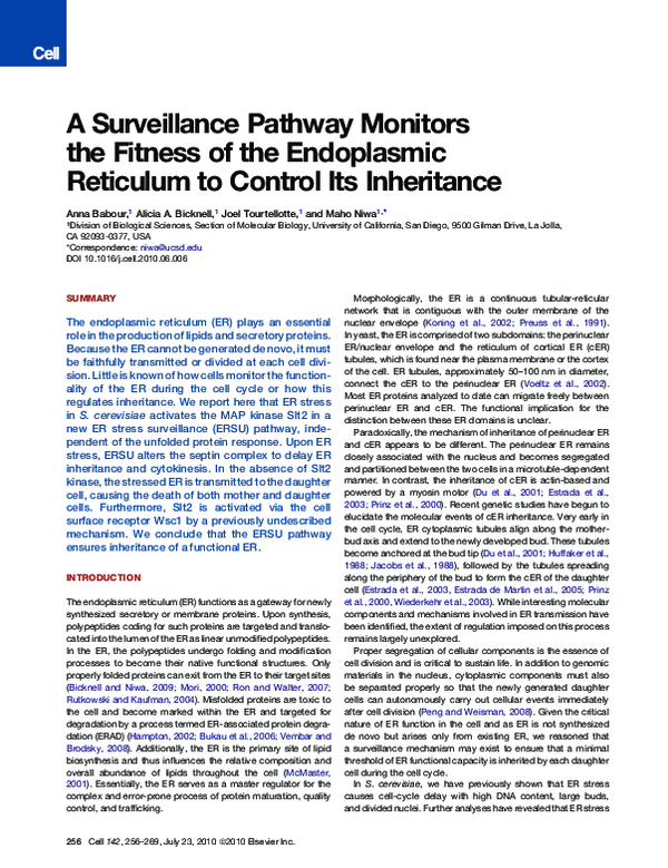 (PDF) Monitoring ER Fitness for Cell Inheritance