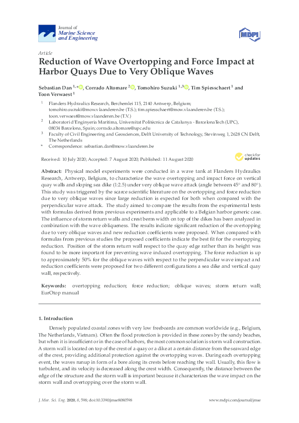 (PDF) Reduction of Wave Overtopping and Force Impact at Harbor Quays ...