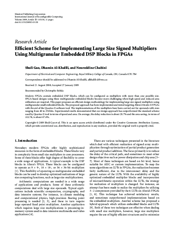 Pdf Efficient Scheme For Implementing Large Size Signed Multipliers