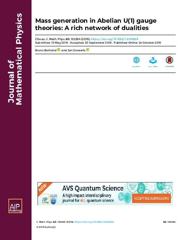 (PDF) Mass generation in Abelian U(1) gauge theories: A rich network of ...