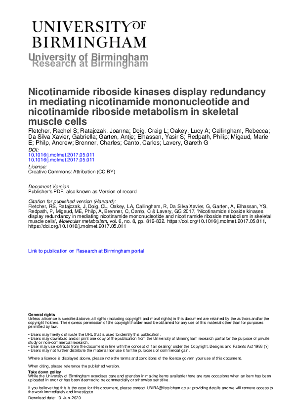 (PDF) Nicotinamide riboside kinases display redundancy in mediating nicotinamide mononucleotide ...