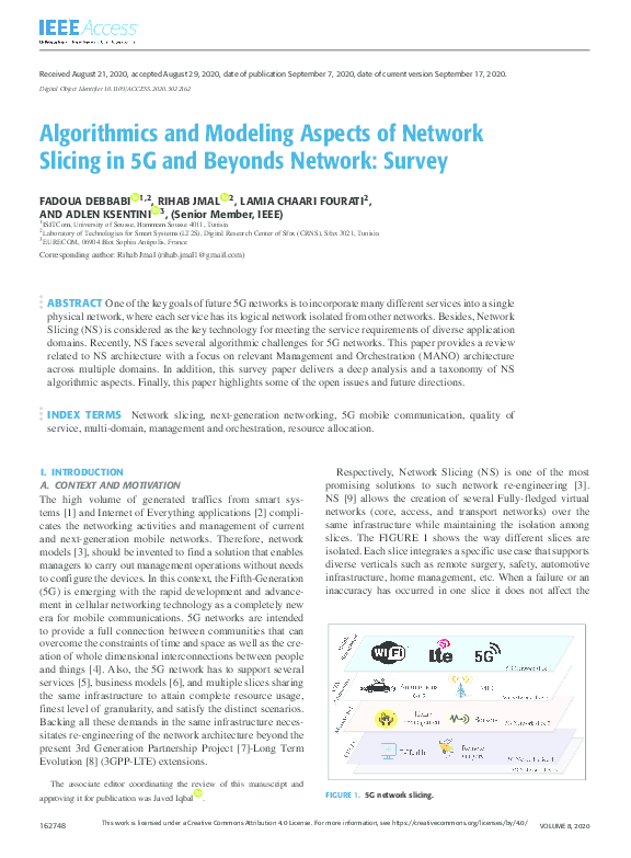 (PDF) Algorithmics and Modeling Aspects of Network Slicing in 5G and Beyonds Network: Survey