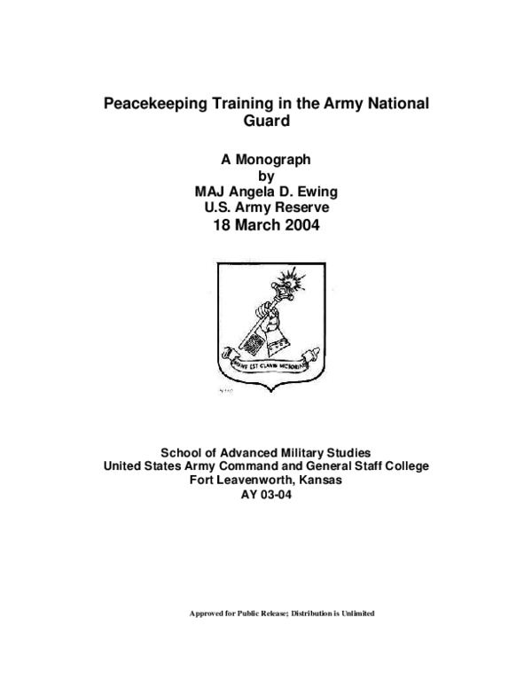 (PDF) Peacekeeping Training in the Army National Guard
