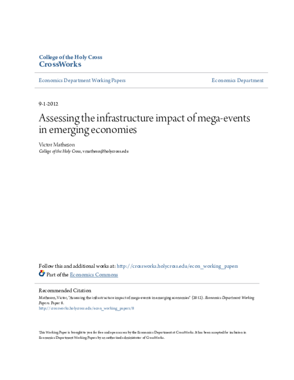 (PDF) Assessing the infrastructure impact of mega-events in emerging ...