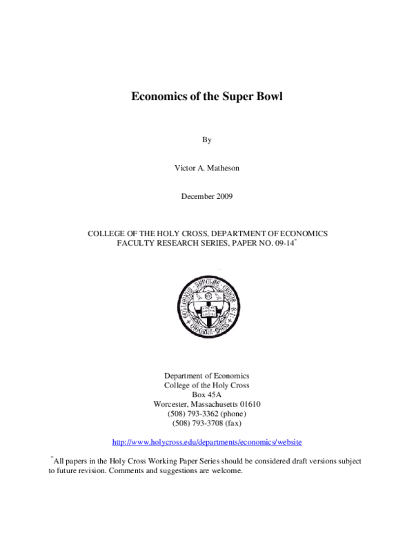 (PDF) Economics of the Super Bowl
