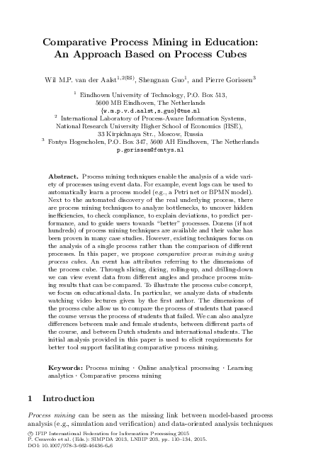 (PDF) Comparative Process Mining in Education: An Approach Based on Process Cubes