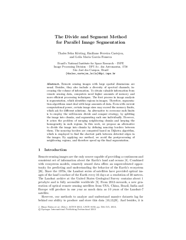 (PDF) The Divide and Segment Method for Parallel Image Segmentation