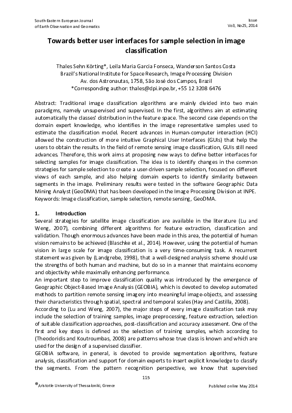(PDF) Towards better user interfaces for sample selection in image classification