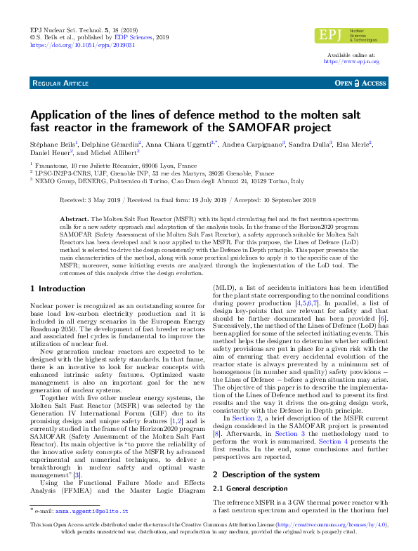 (PDF) Application of the lines of defence method to the molten salt ...