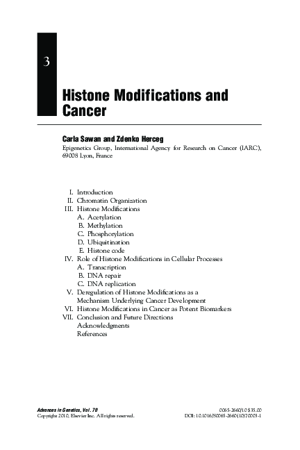(PDF) Histone modifications and cancer