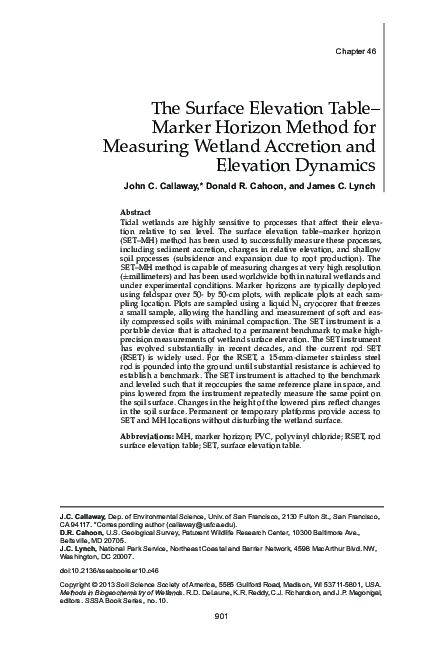 (PDF) The Surface Elevation Table–Marker Horizon Method for Measuring ...