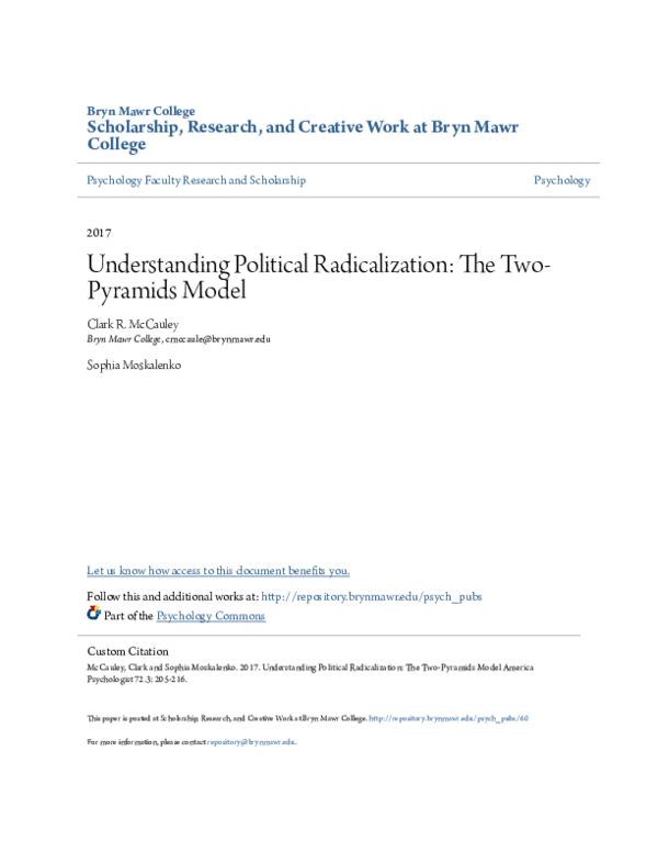 (PDF) Understanding political radicalization: The two-pyramids model