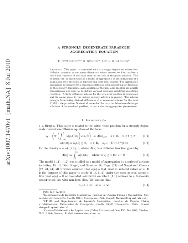 (PDF) Well-posedness and Travelling Wave Analysis for a Strongly Degenerate Parabolic ...