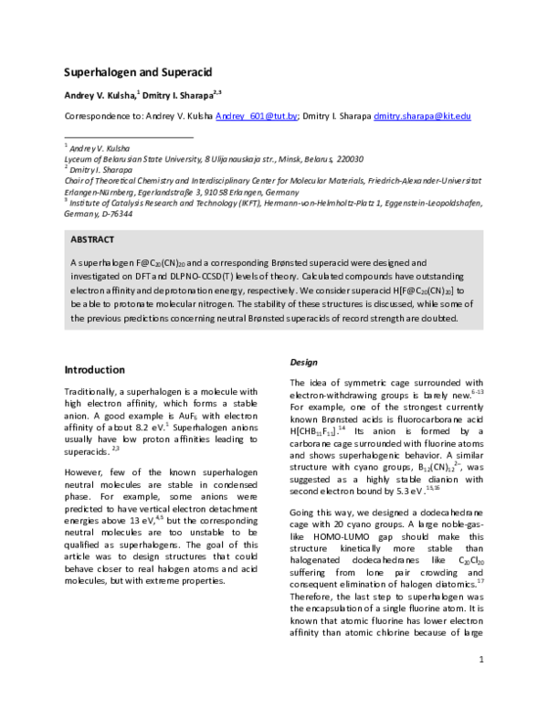 (PDF) Superhalogen and Superacid