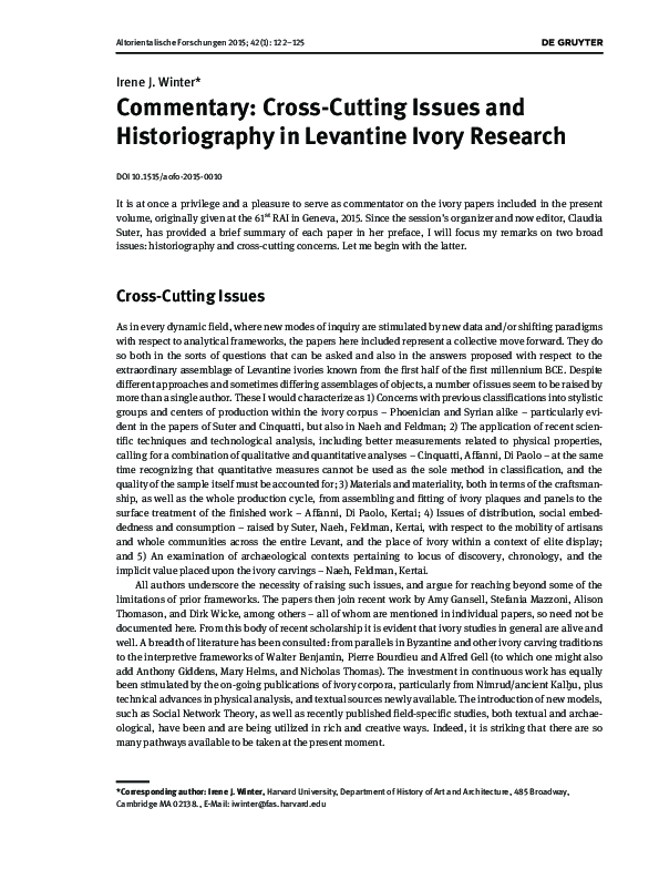 (PDF) Commentary: Cross-Cutting Issues and Historiography in Levantine ...