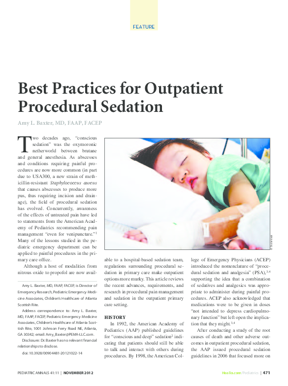 (PDF) Best Practices for Outpatient Procedural Sedation