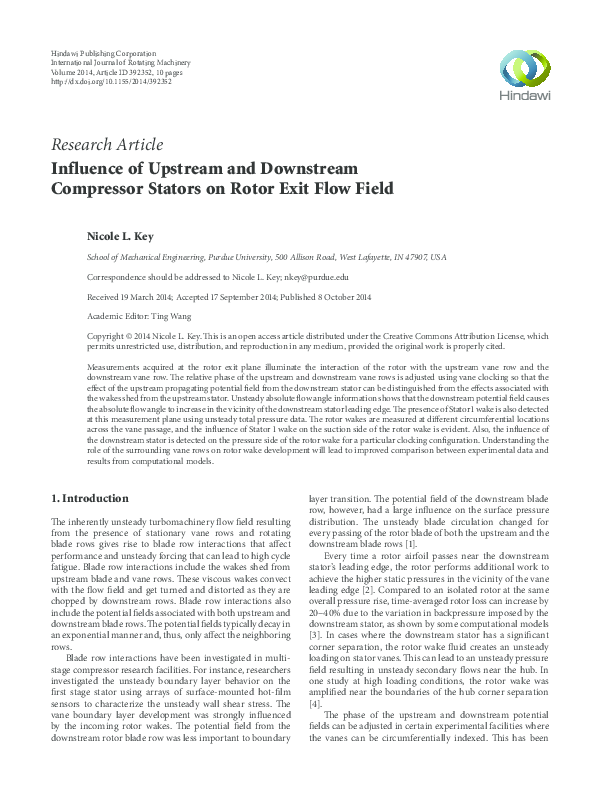 (PDF) Influence of Upstream and Downstream Compressor Stators on Rotor ...