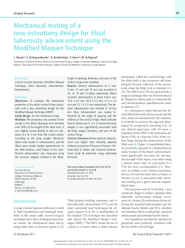 (PDF) Mechanical testing of a new osteotomy design for tibial ...