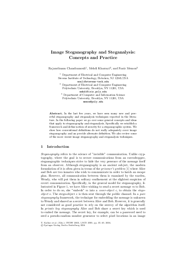 (PDF) Image steganography and steganalysis: Concepts and practice