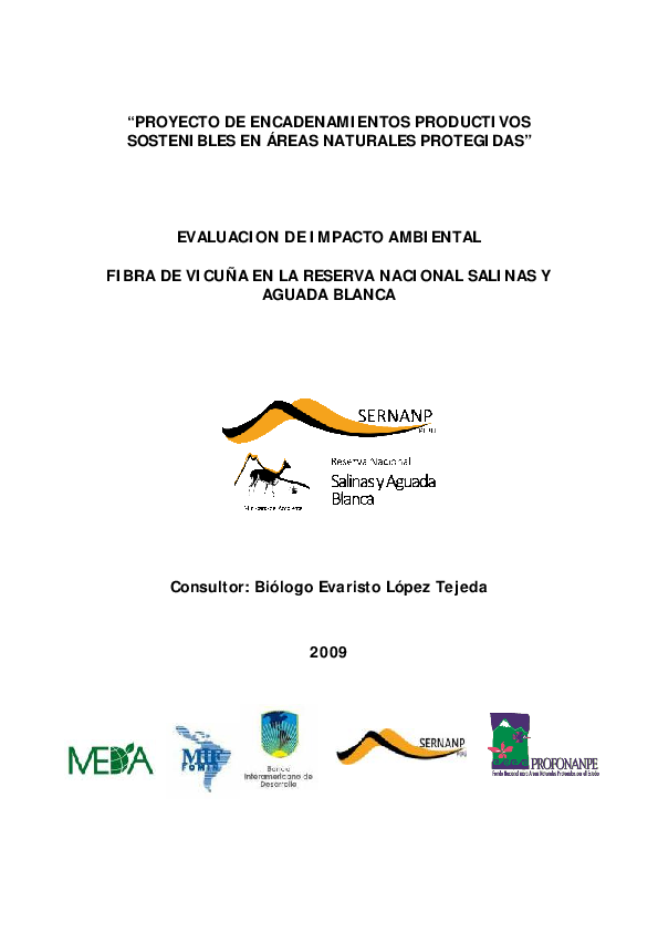 (PDF) Evaluaci n de impacto ambiental: Fibra de vicu a en la Reserva Nacional Salinas y Aguada ...