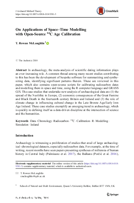 (PDF) On Applications of Space–Time Modelling with Open-Source 14C Age ...