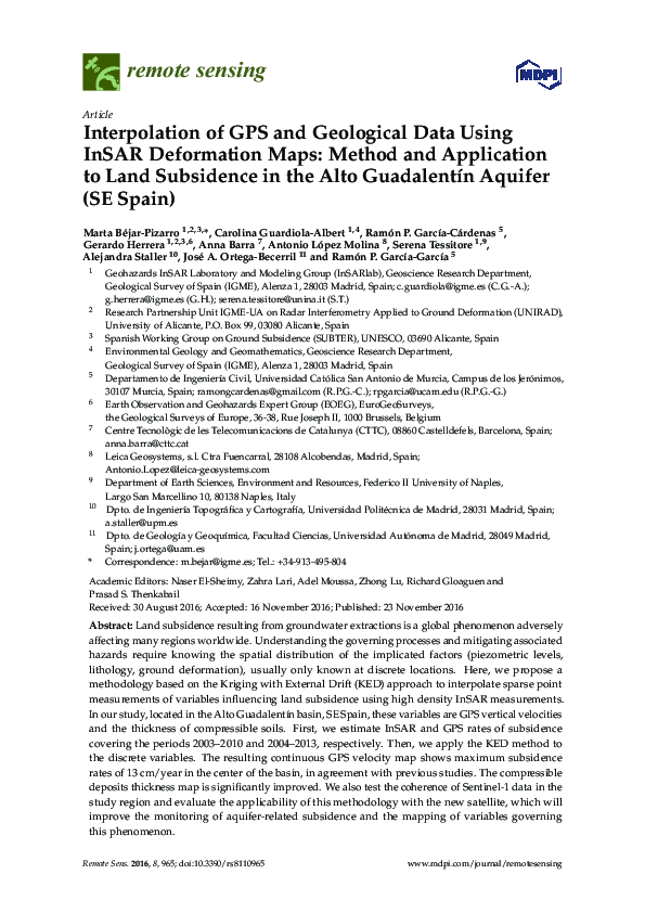 (PDF) Interpolation of GPS and Geological Data Using InSAR Deformation Maps: Method and ...