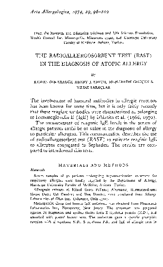 (PDF) The Radioallergosorbent Test (Rast) in the Diagnosis of Atopic ...