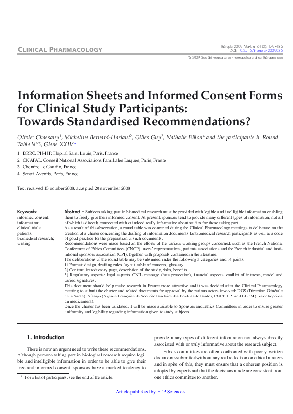 (PDF) Information Sheets and Informed Consent Forms for Clinical Study ...