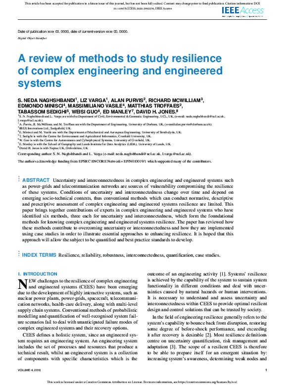 (PDF) A review of methods to study resilience of complex engineering ...