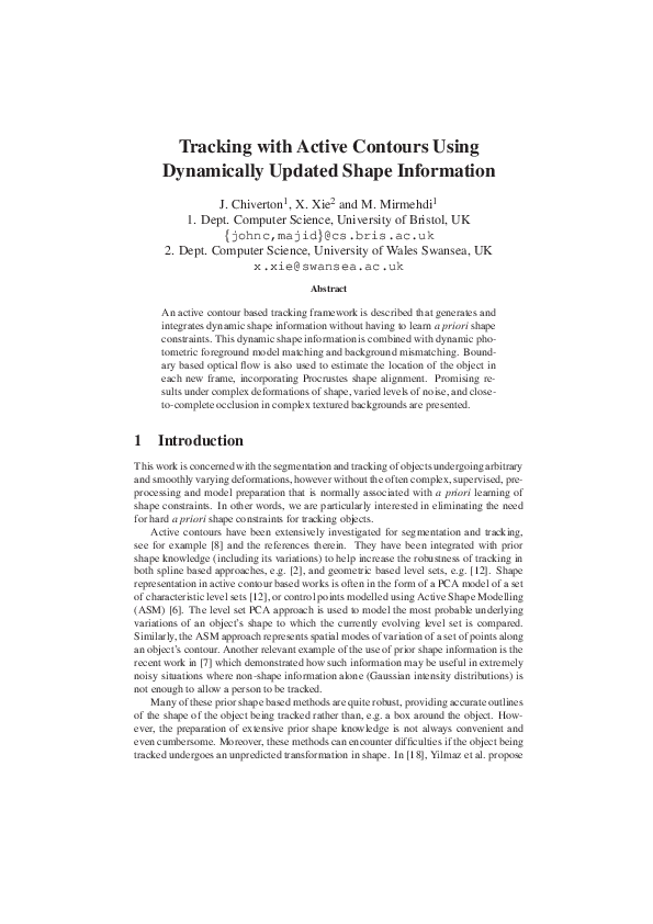 (PDF) Tracking with Active Contours Using Dynamically Updated Shape Information | Jean ...