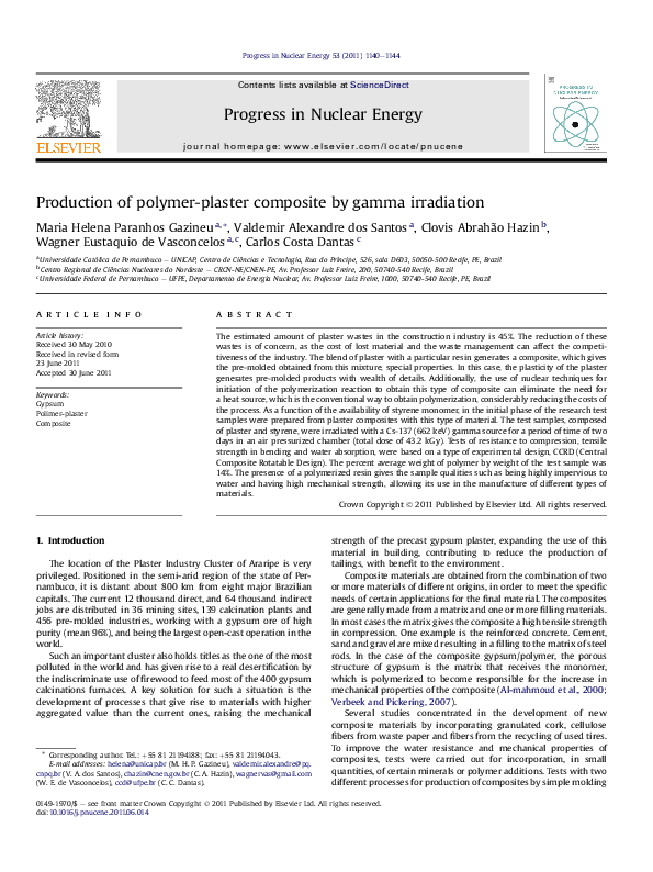 (PDF) Production of polymer-plaster composite by gamma irradiation