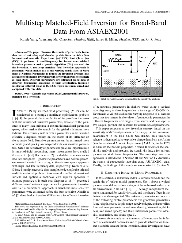 (PDF) Multistep Matched-Field Inversion for Broad-Band Data From ASIAEX2001