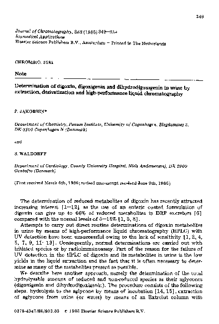 (PDF) Determination of digoxin, digoxigenin and dihydrodigoxigenin in ...