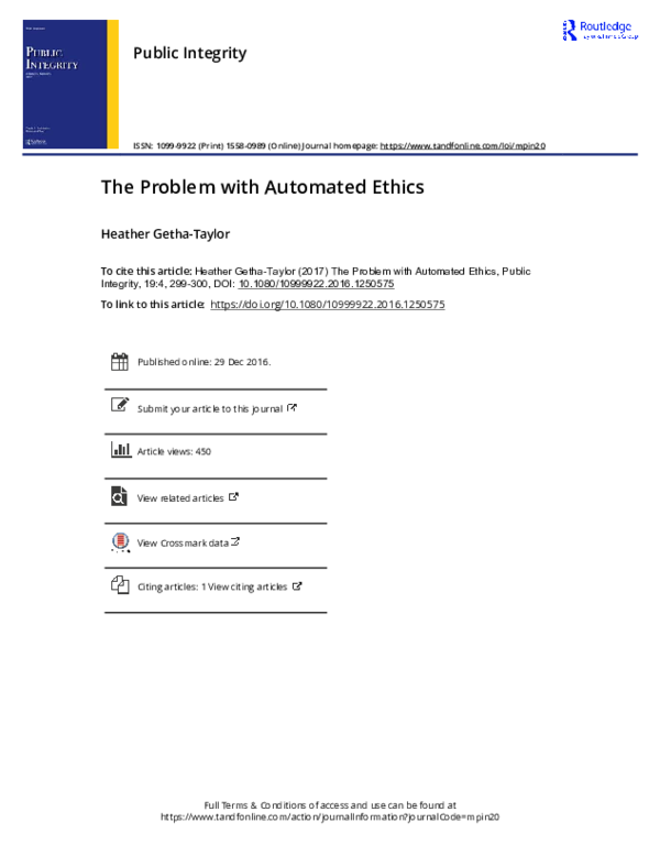 (PDF) The Problem with Automated Ethics