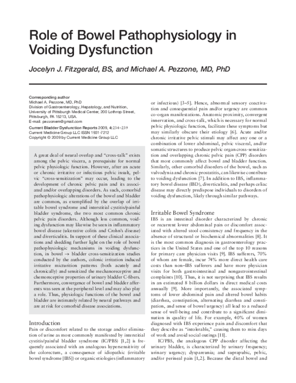 (PDF) Role of bowel pathophysiology in voiding dysfunction