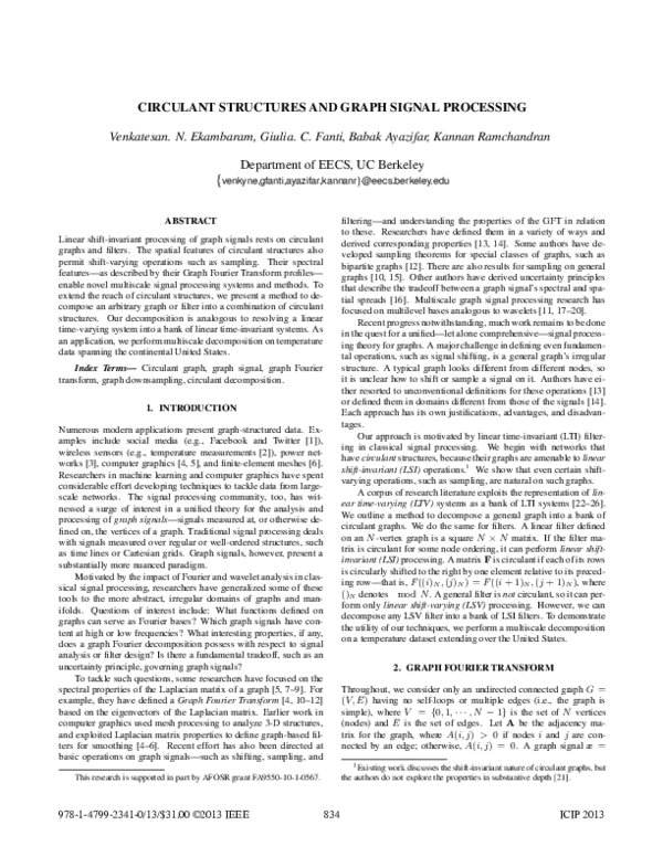 (PDF) Circulant structures and graph signal processing