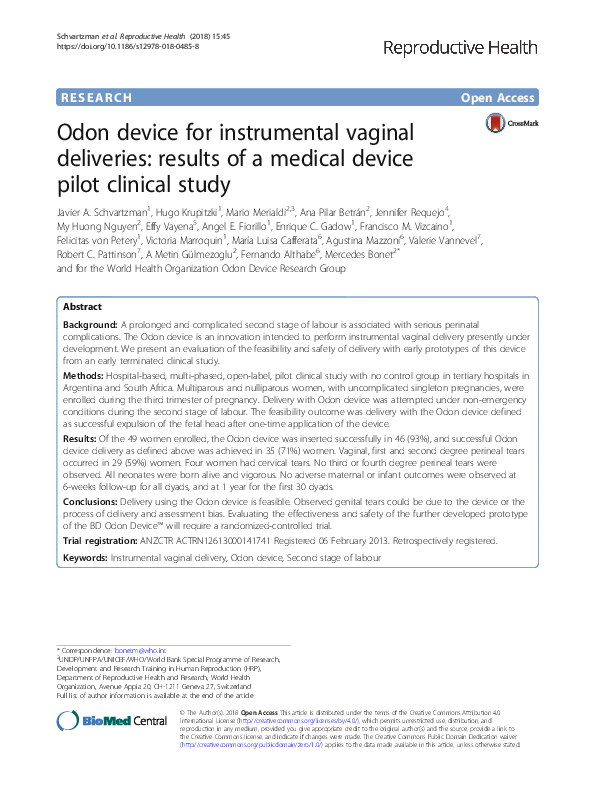 (PDF) Odon device for instrumental vaginal deliveries: results of a ...