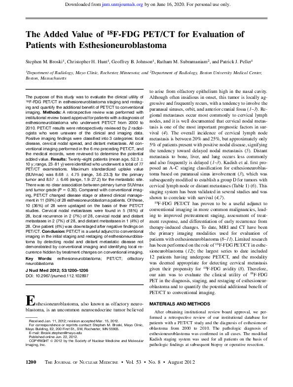 (PDF) 68Ga-DOTATATE and 18F-FDG PET/CT for the Management of Esthesioneuroblastoma of the ...