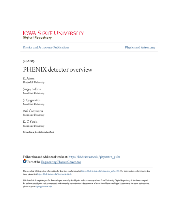 (PDF) PHENIX detector overview