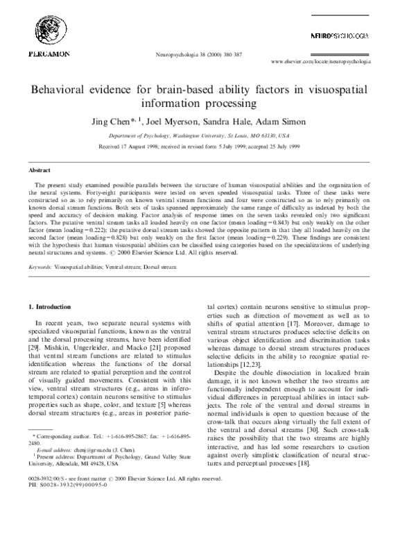 (PDF) Behavioral evidence for brain-based ability factors in ...