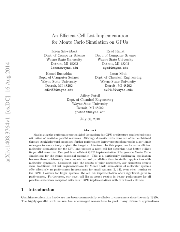 Pdf An Efficient Cell List Implementation For Monte Carlo Simulation
