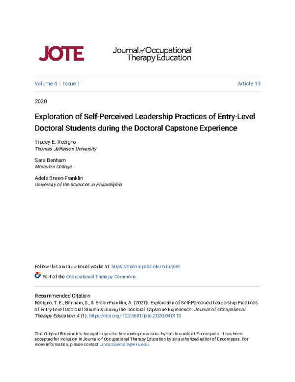 (PDF) Exploration of Self-Perceived Leadership Practices of Entry-Level ...