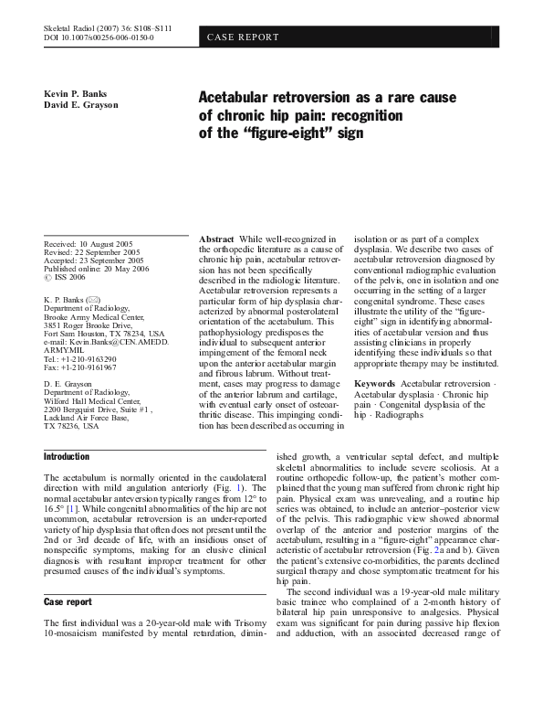 (PDF) Acetabular retroversion as a rare cause of chronic hip pain ...