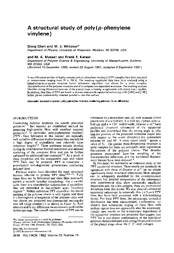 (PDF) A structural study of poly(p-phenylene vinylene)