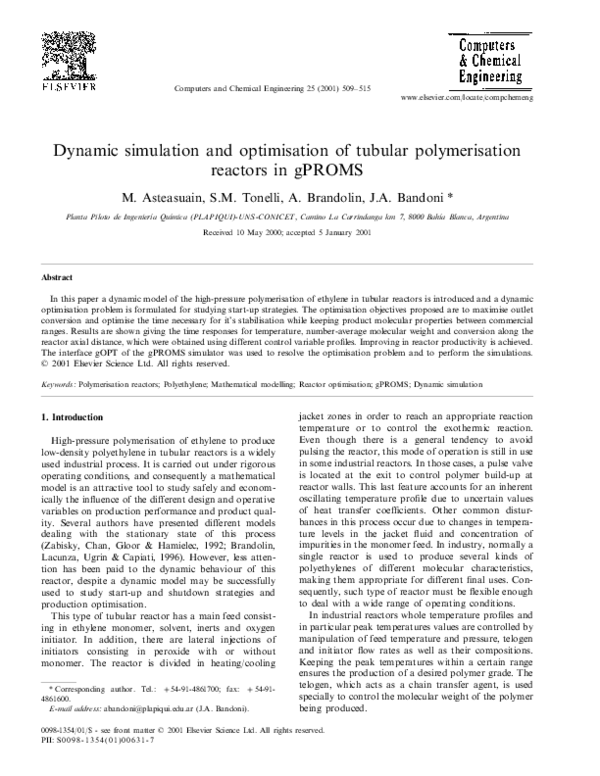 (PDF) Dynamic simulation and optimisation of tubular polymerisation ...